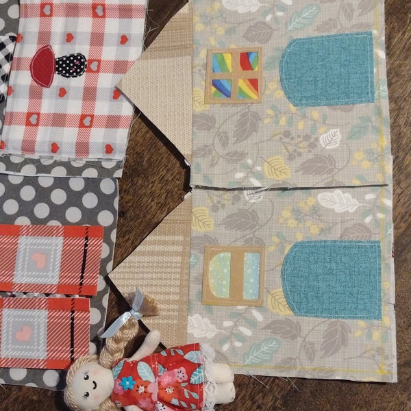 Dollhouse Sewing Pattern & Tutorial DIY Soft Textile Small Dollhouse ...