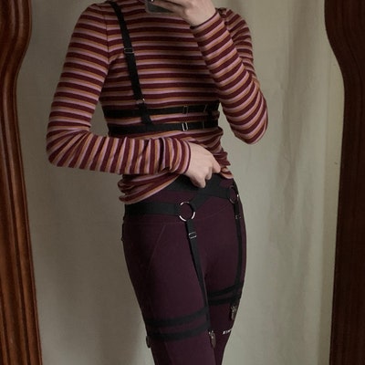 Lisa Modular Full Body Harness // Elastic Adjustable Black Pink White ...