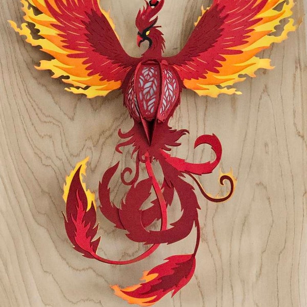 Phoenix Lantern PDF, SVG, Studio Template - DIY Phoenix Paper Cut ...