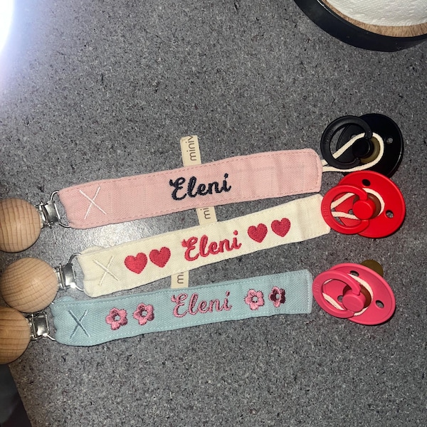 Personalized Pacifier Clip Holder / Embroidered Name / Custom Boho ...