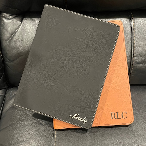 Monogrammed Portfolio With Notepad, 9.5" X 12" Customized Leatherette ...