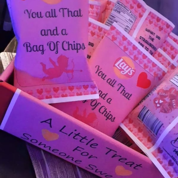 Happy Valentine's Day Chip Bag Wrapper| Cupcake Valentines Day Design ...