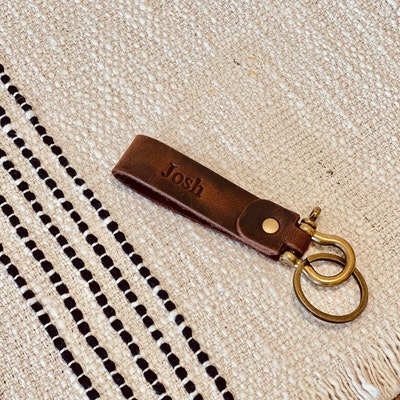 Personalized Leather Keychain. Custom Leather Keychain. Monogrammed ...