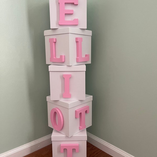 Baby Block Tower | Baby Box Tower Decoration | Gender Reveal ...