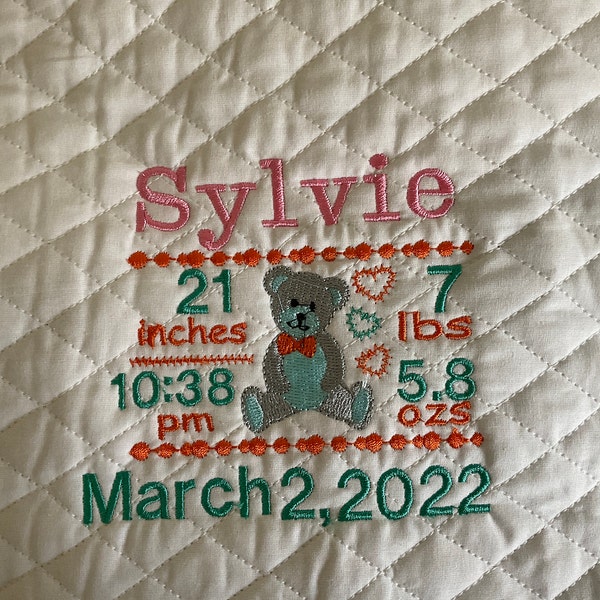 Birth Announcement Embroidery Design - Birth Template Machine ...