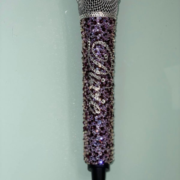 Silver / Gold Custom Name Microphone, Gold Swarovski Bling Wireless Mic ...
