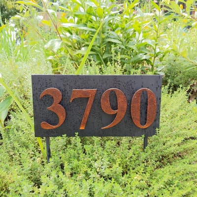 Small Address Sign Custom Metal Sign W/ Floating Numbers 12 X 6 House ...
