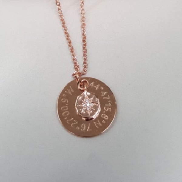 Compass Necklace for Women Coordinate Engraved Necklace Daughter ...