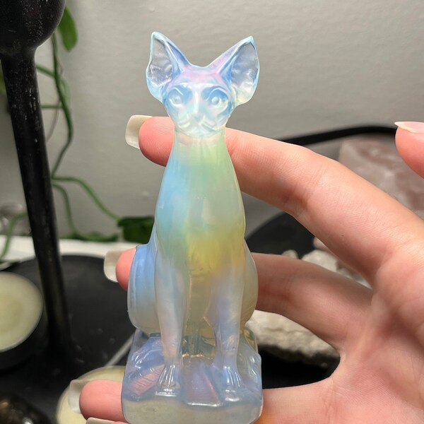 1PC Opalite Cat,crystal Carving,reiki Healing,quartz Crystal Cat,home ...