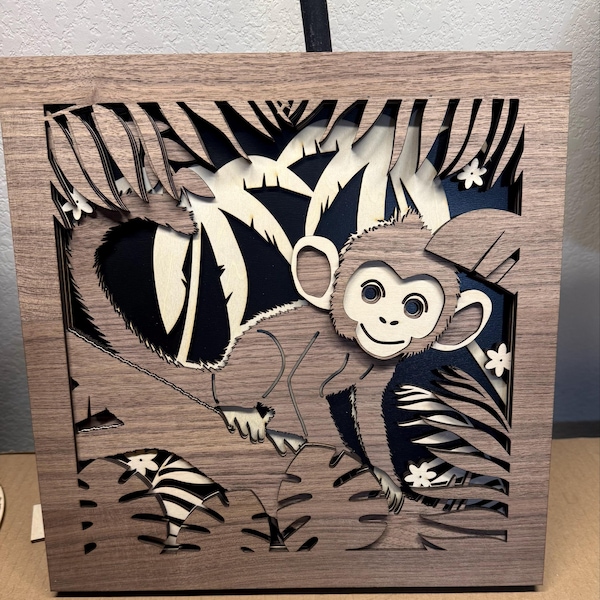 Multilayer Cute Monkey Laser Artwork SVG Mandela - 3D Layered Vector ...