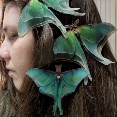 Silk Luna Moth Pendant Necklace Handmade Organza Women Accessories ...