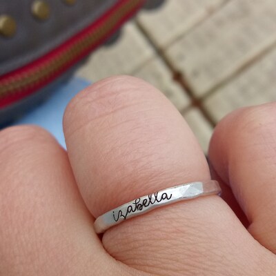 Stackable Rings Cursive Font Stackable Name Ring Name Ring Personalized ...