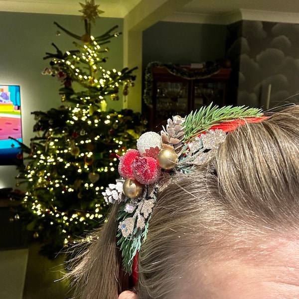 Christmas Headband, Reindeer Hair Accessories, Red Headband, Red ...