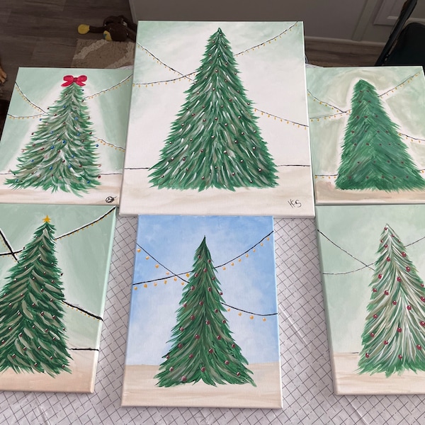 Christmas Tree Canvas Painting Tutorial/instant Download/ Learn How to ...