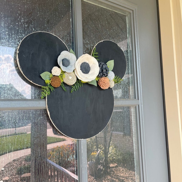 Hello Mickey Ears, Round, Shiplap, Door Hanger, Sign, Wreath, Greeting ...