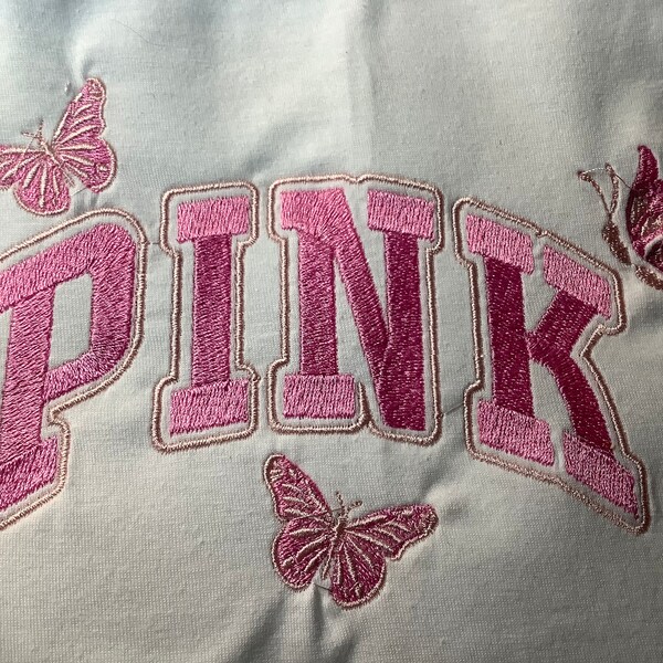 Pink Embroidery Design With Butterflies Created by Andrea 3 SIZES ...