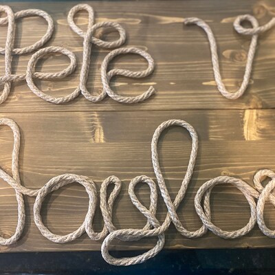 Shabby Chic Wood & Rope Name Sign, Personalized Nursery Name, Farmhouse ...