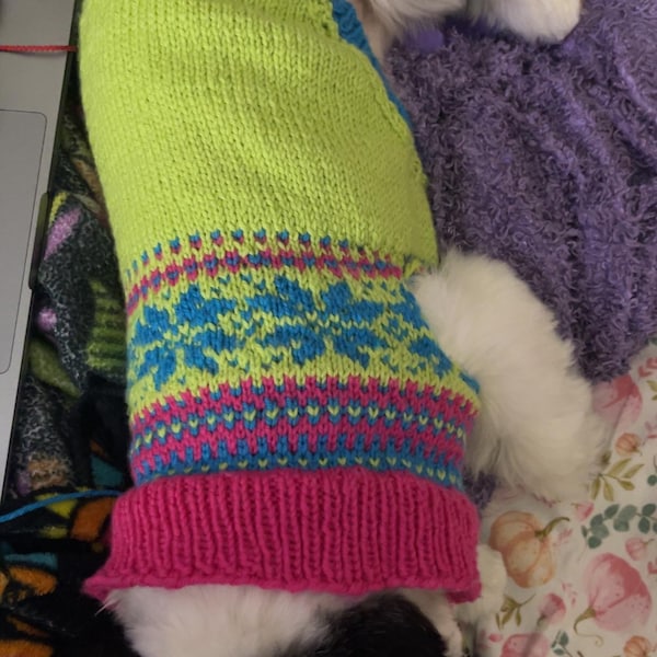 Dog Sweater PATTERN | Nordic Snowflakes Design | Knit Sweater With Fair ...