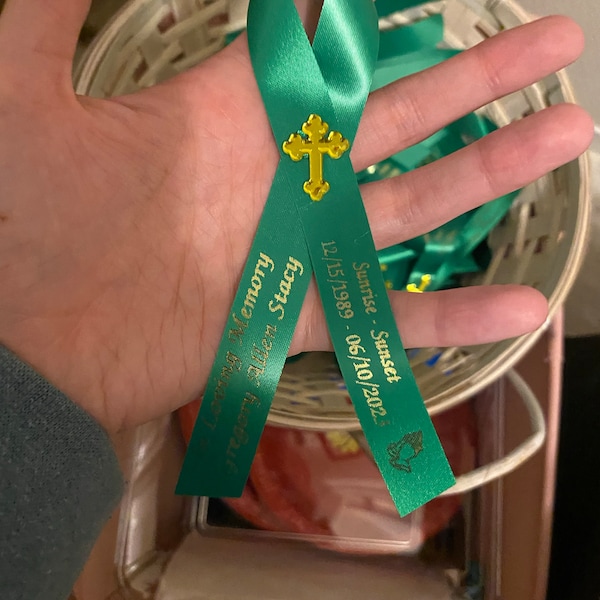 Personalized Memorial Ribbon Pins for Funeral or Celebration of Life ...