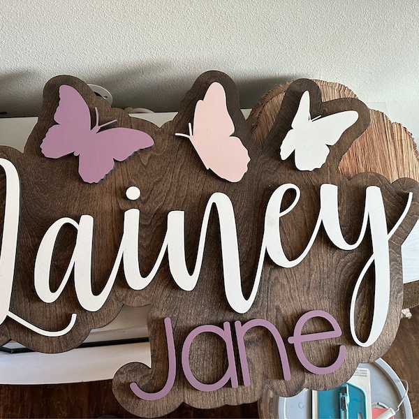 Butterfly Name Sign, Nursery Name Sign, Butterfly Nursery Decor, Name ...