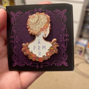 Midsommar May Queen Enamel Pin Rose Gold Plated Push Back Pin Norse ...