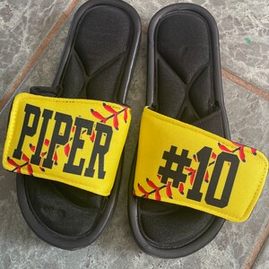 Custom Softball Slides Flip Flops Sandals Custom Fastpitch Slides ...