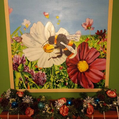 Three Red Roses Painting Vase Original Art Oil Impasto Palette Knife ...