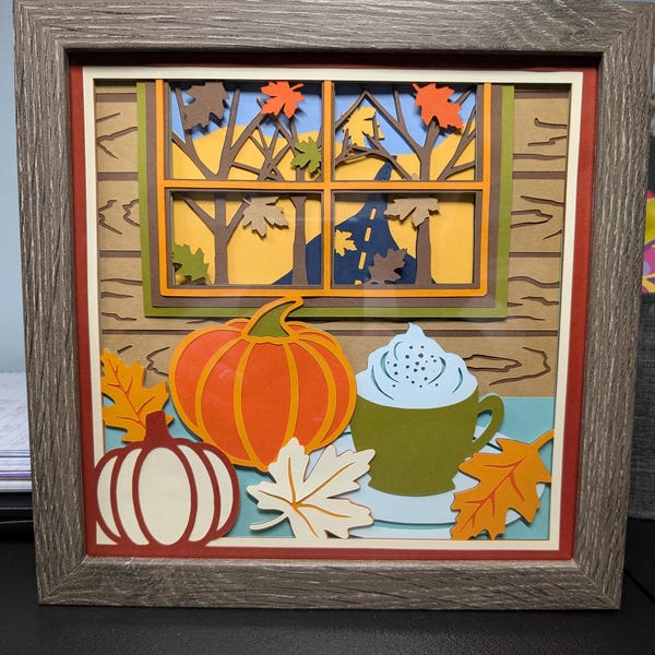 3d Fall Coffee Shadow Box Svg, Cozy Fall Svg, Fall Shadow Box Svg, 3d ...