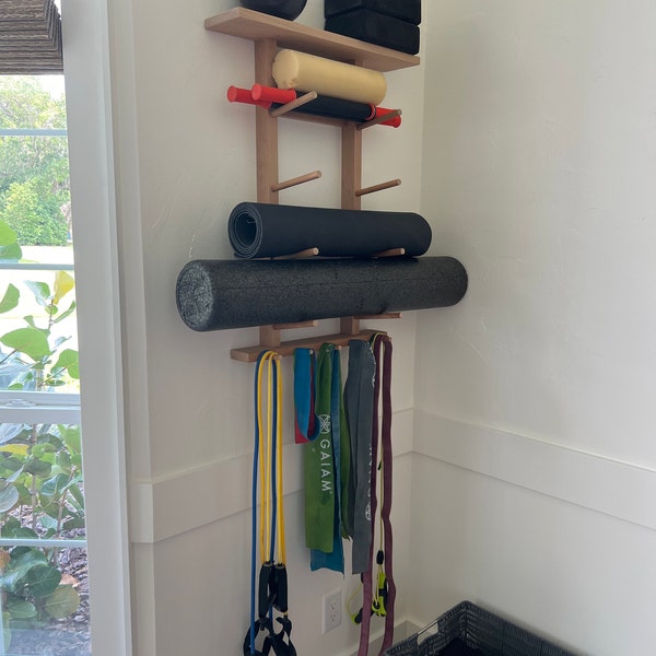 Wall-mounted Yoga Mat Rack: Handmade, Furniture Quality, 100% Solid ...