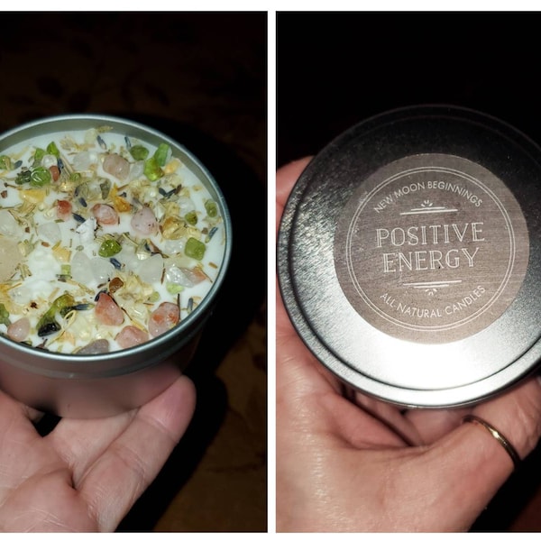 Positive Energy Candles - Crystal & Herb Candle - Soy Aromatherapy ...