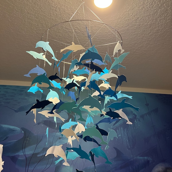 Ocean Ombre Floating Dot Mobile (large) - Gray, White, Blue // Nursery ...