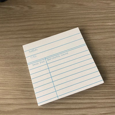 Library Card Sticky Notes Reading Sticky Notes Bookworm Gift Bookish ...