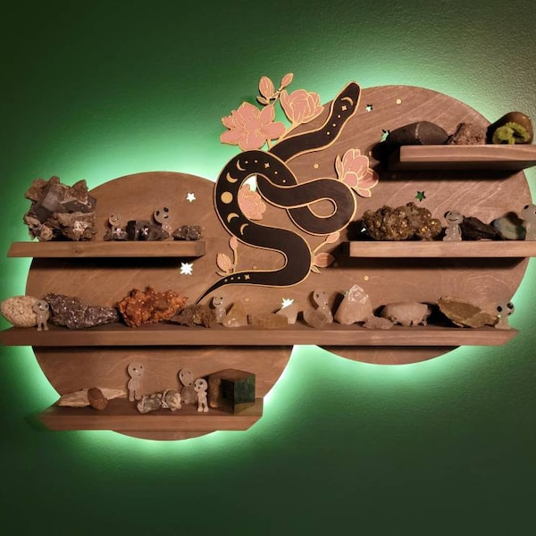 Snake Shelf, Snake Double Shelf, Crystal Shelf, Handmade Geometric ...