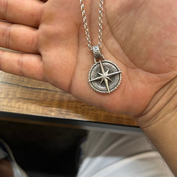 Sterling Silver Nautical Compass Pendant Necklace: Ocean Inspired ...