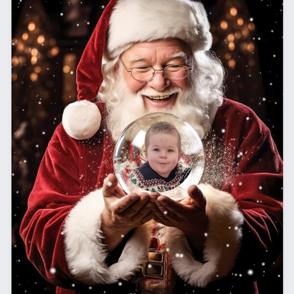 Santa Digital Backdrop Christmas Backgrounds Santa Snow Globe Intuitive ...
