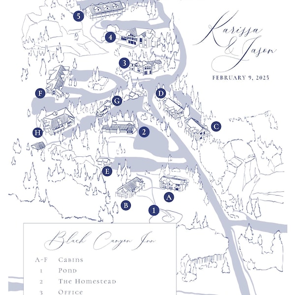 Hand Drawn Wedding Venue Map Invitation, Custom Wedding Map ...