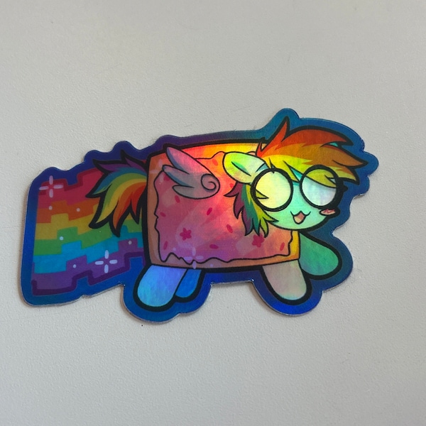 MLP G4 Rainbow Dash Nyan Cat Vinyl Holographic Sticker (3”) - Etsy
