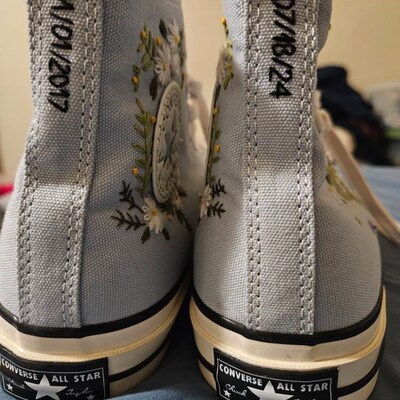 Embroidered Converse High Tops, Daisy, Lavender Flowers Embroidered ...