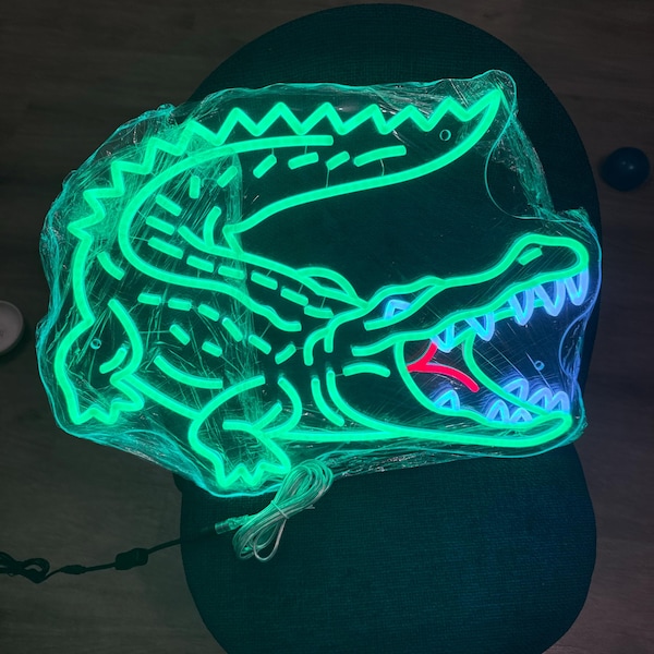 Crocodile Neon Sign, Crocodile Neon Sign Light Decor, Crocodile Bedroom ...