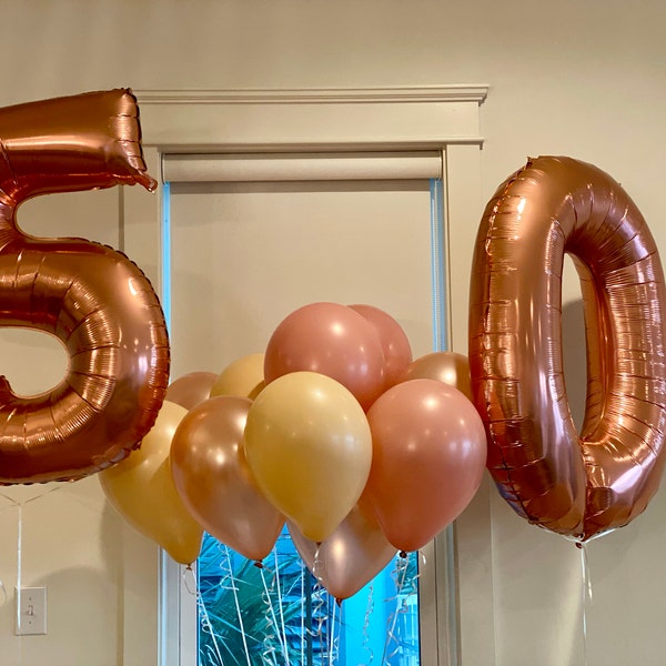 NEW Giant 40" Inch Rose Gold Number Balloons - Choose Your Number ...
