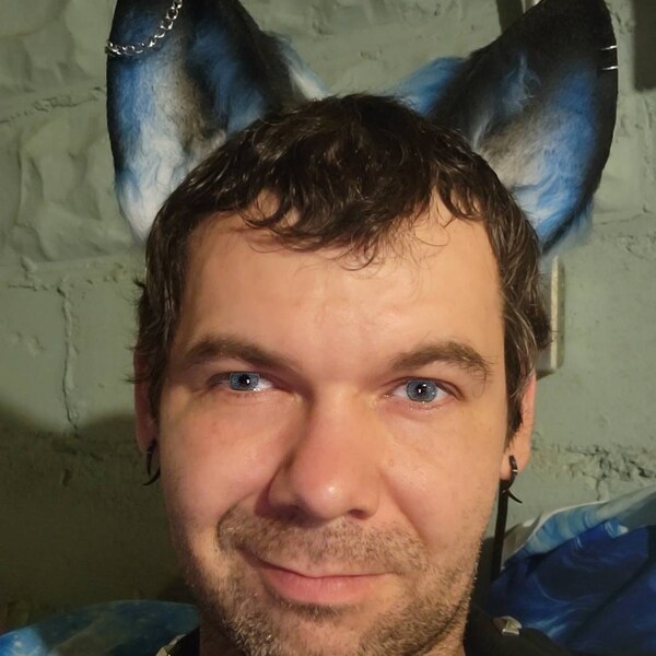 Blue and Black Fox Ears Faux Fur Cosplay Faux Fur Animal Ears Wolf ...