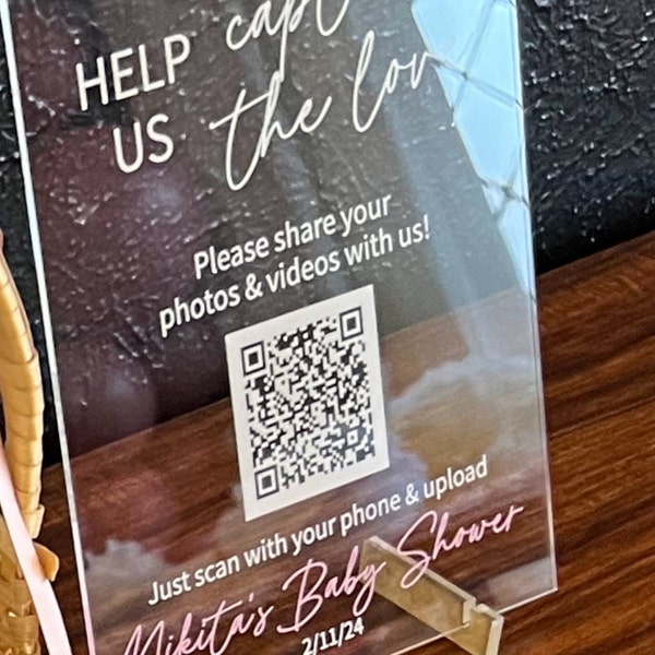 Wedding QR Code Acrylic Sign Help Capture the Love Wedding Photo Sign ...