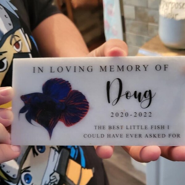 PET FISH MEMORIAL, Cute Memorial Stone, Home Decoration Pet Fish ...