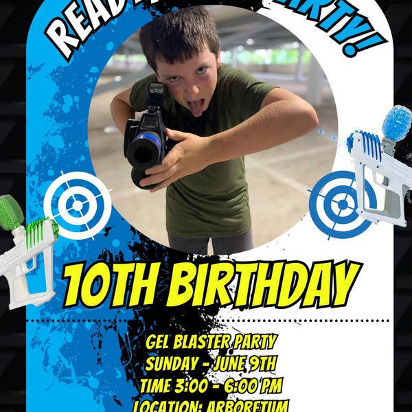 Gel Blaster Battle Birthday Invitation Evite | Canva Printable Instant ...