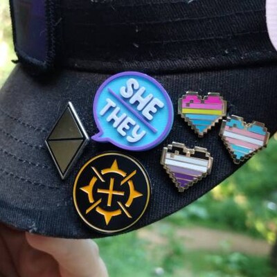 Non-binary Ribbon Pin Subtle Pride Flag Enamel LGBT LGBTQ Queer Agender ...