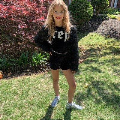 Rep Costume Black Velvet With Furry Sleeves. Romper With Rhinestones ...