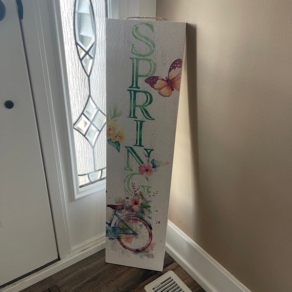 36in Spring Porch Sign for Front Door - Wooden Porch Sign, Front Porch ...