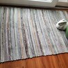 Handwoven Denim Rag Rug, Blue Jeans Entryway Rug, Washable Kitchen ...