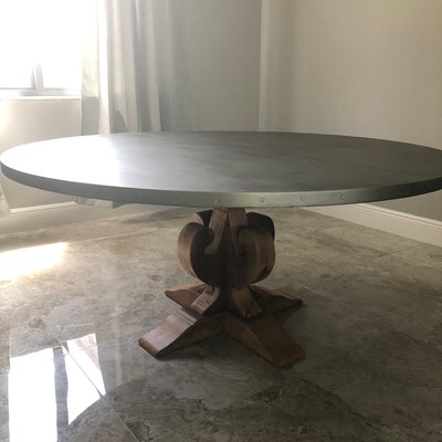 Round White Oak Dining Table, Pedestal Base - Etsy