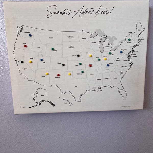 Push Pin Mini USA Travel Map - States Labeled - Personalizable Cork Pin ...
